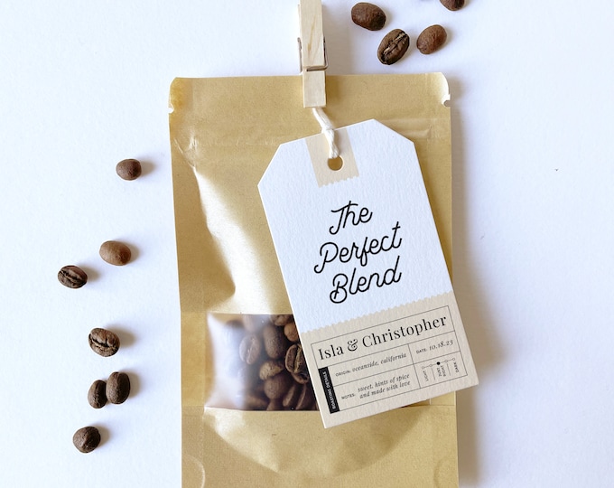 Coffee Wedding Favor | Coffee Favor Tags| the Perfect Blend | Wedding ...