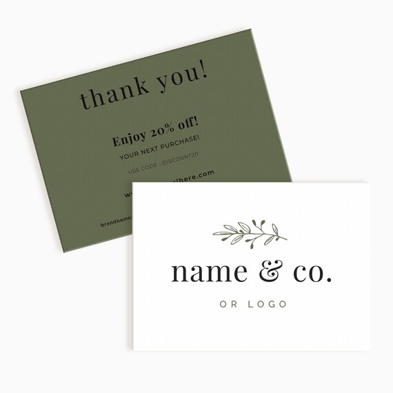 Thank You for Your Purchase Coupon Inserts Business Thank - Etsy
