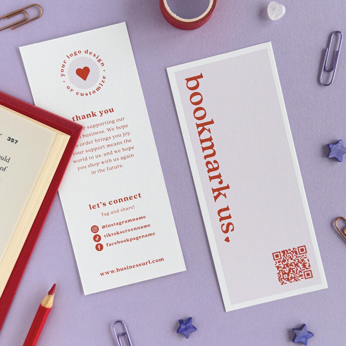 Custom Business Thank You Bookmarks – Promotional Package Inserts for ...