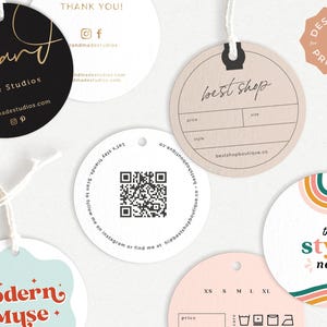 Custom Round Hang Tags: Clothing Tags With QR Code & String - Etsy