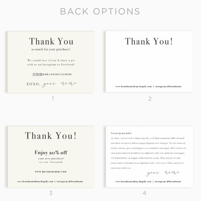 Packaging Inserts Custom Thank You Cards Thanks for Your - Etsy