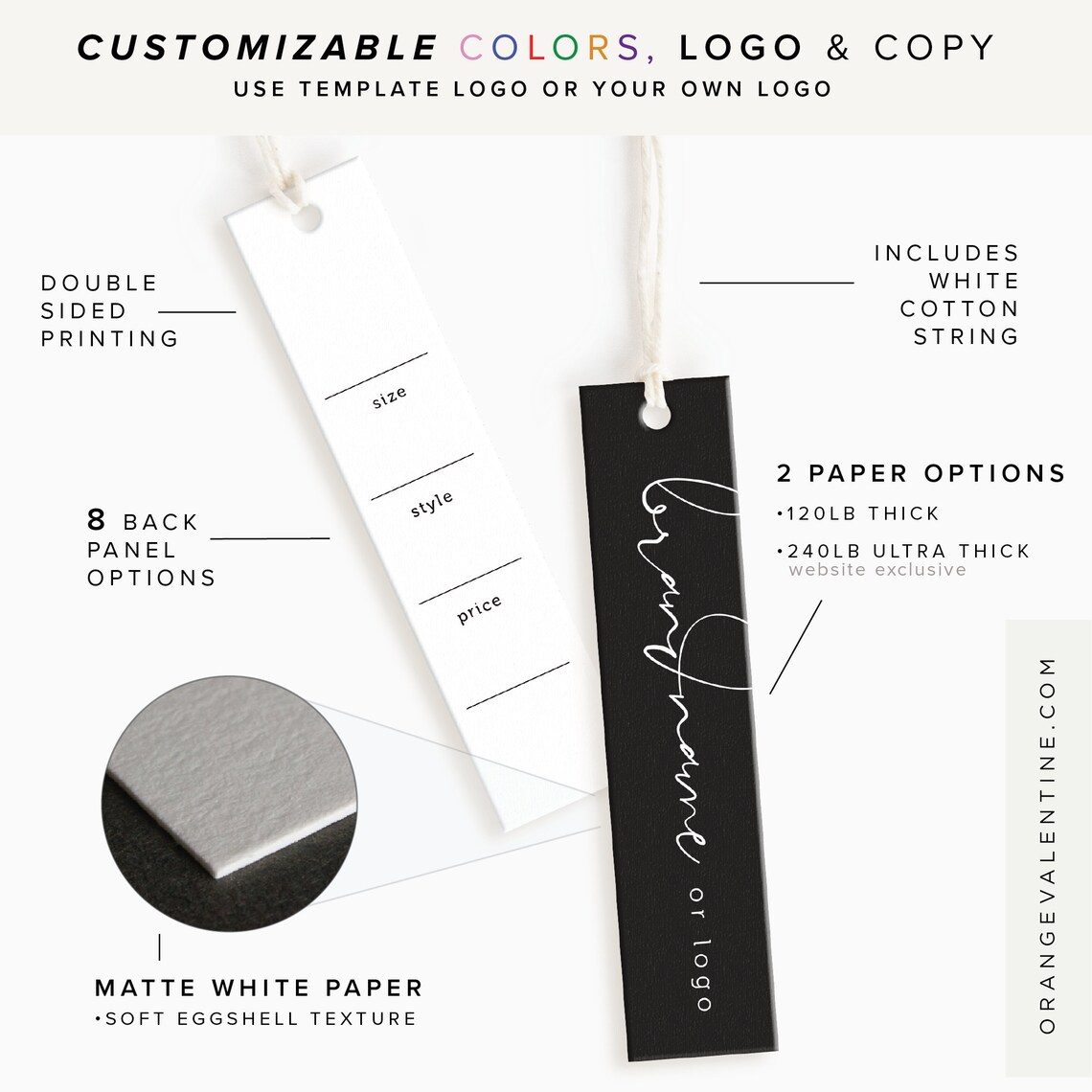 Custom Clothing Hang Tags: Boutique Size Labels With String - Etsy