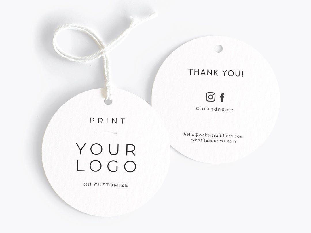 Circle Tag, Round Hang Tag, Minimalistic Tag With Your Custom Logo - Etsy