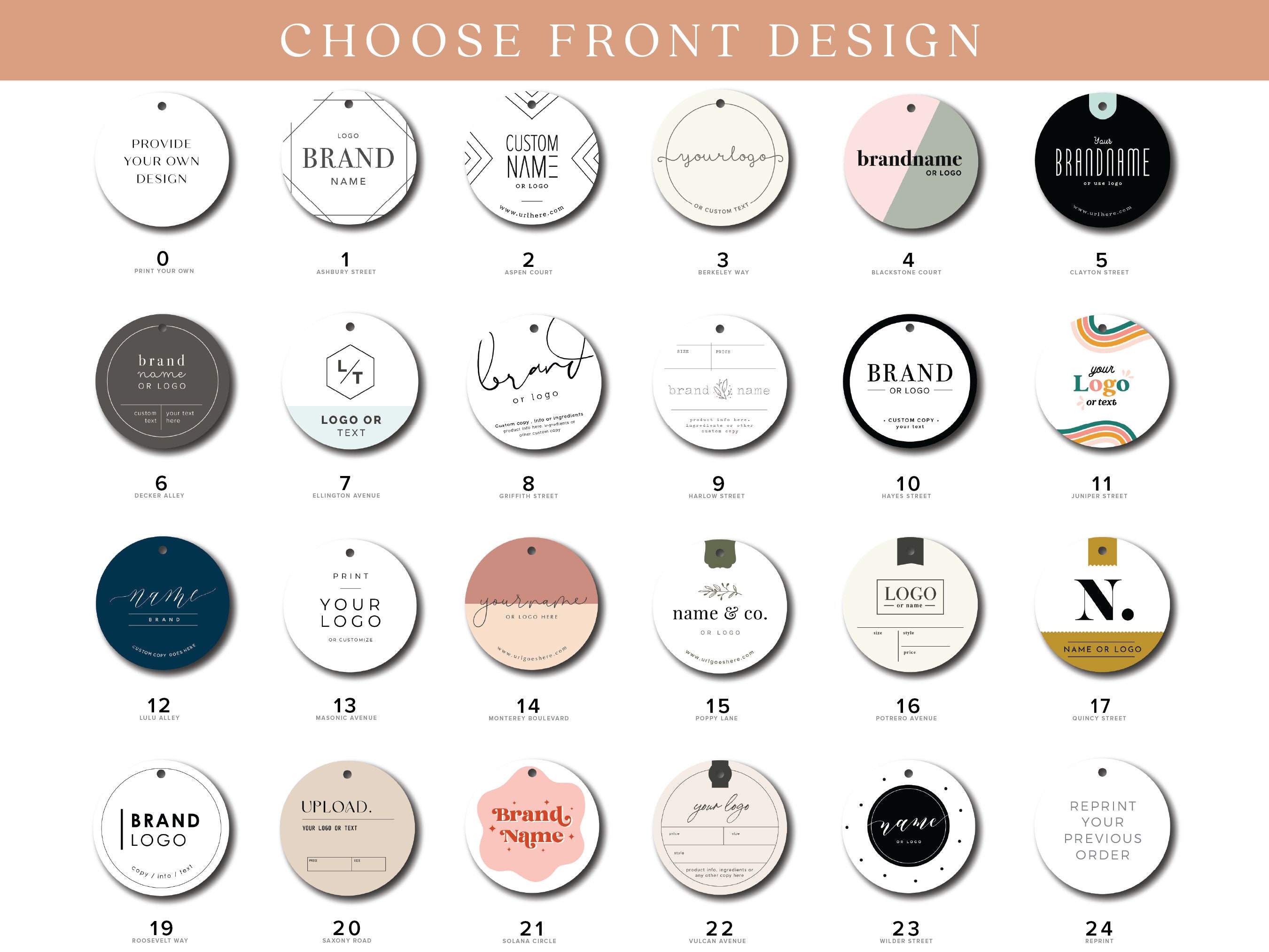 Circle Tag, Round Hang Tag, Minimalistic Tag With Your Custom Logo - Etsy