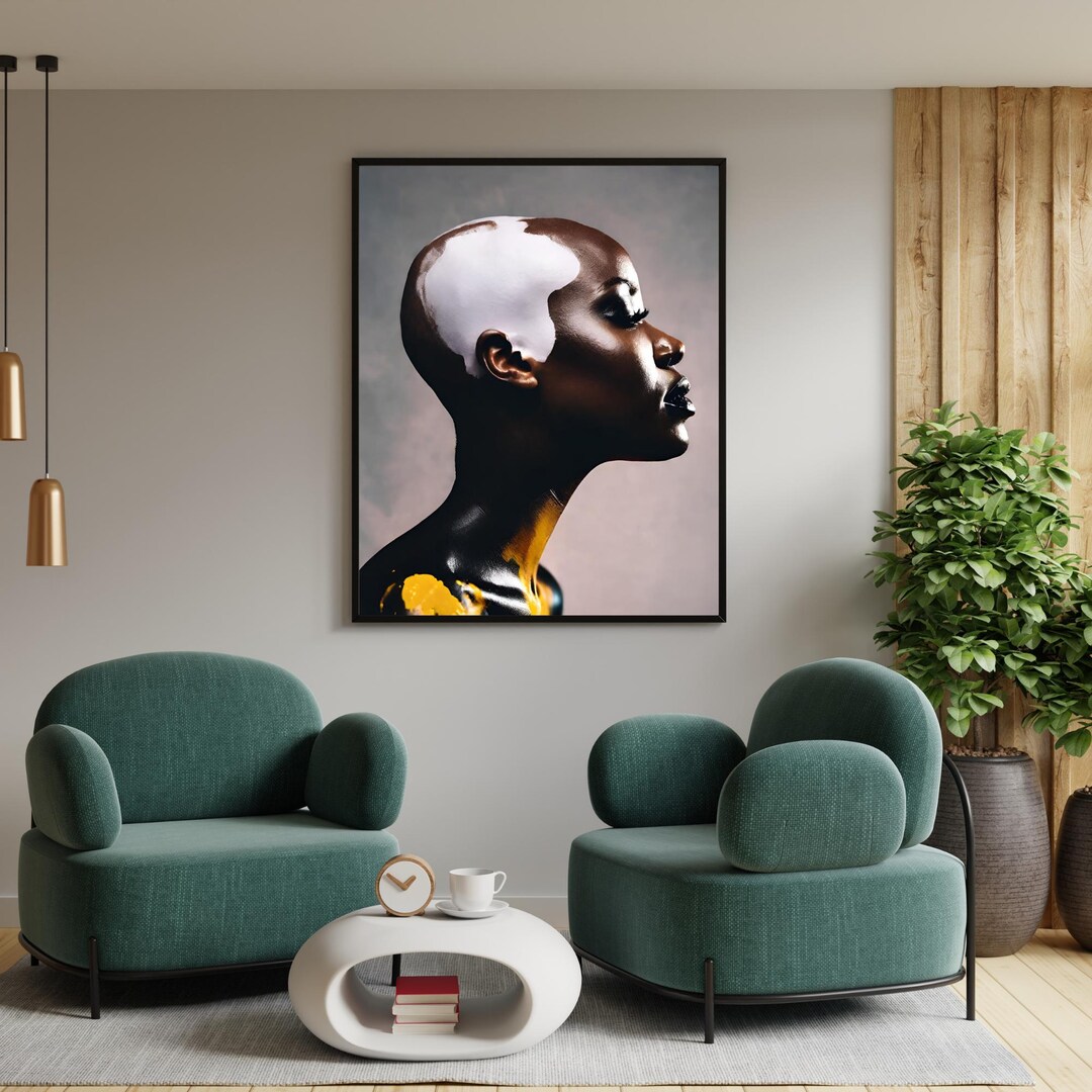 Bold Modern Digital Art Print-black Woman With Body Paint-abstract ...