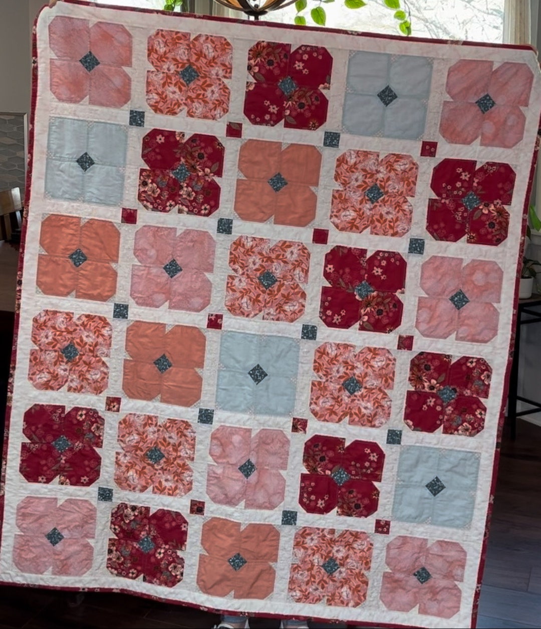 Blossoms Quilt Kit Throw Quilt Kit With Pattern Flower Quilt Art ...