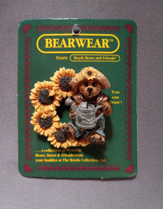 BOYDS BEARS Collection resin bear head Pin Christmas - Gem