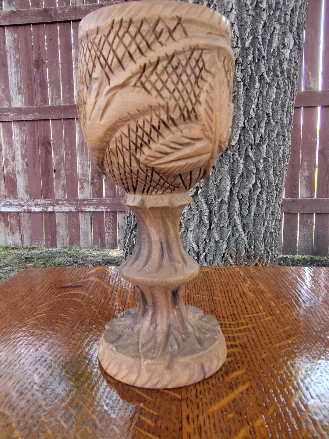 Olive Wood Goblet | Hand Carved Wood Decor | Vintage Decor | Carved ...