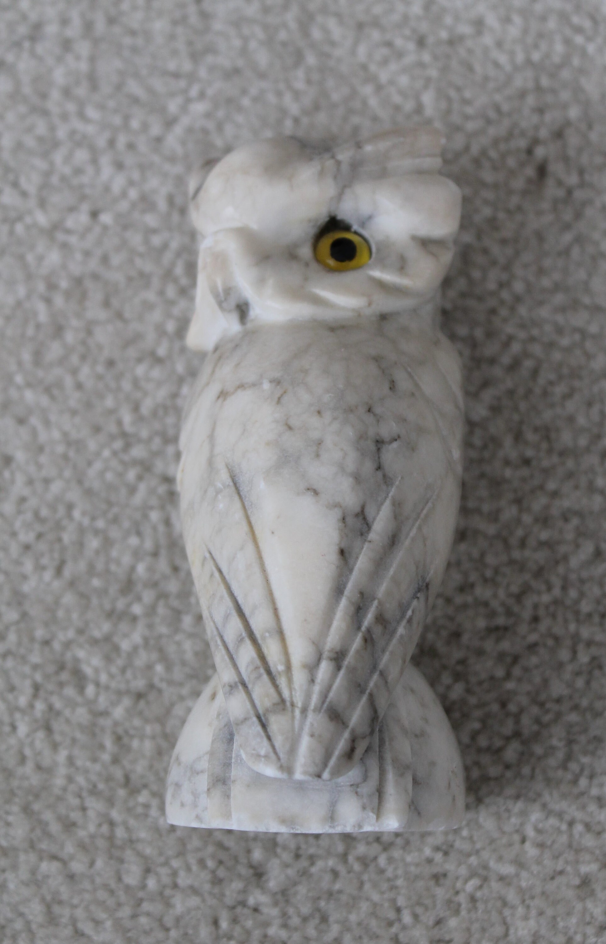 Vintage Marble Owl With Yellow Eyes, Circa 1960's - Etsy