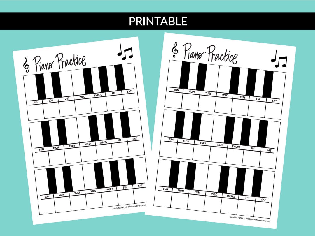 Printable Piano Lesson Planner: Weekly Practice Chart & Progress ...