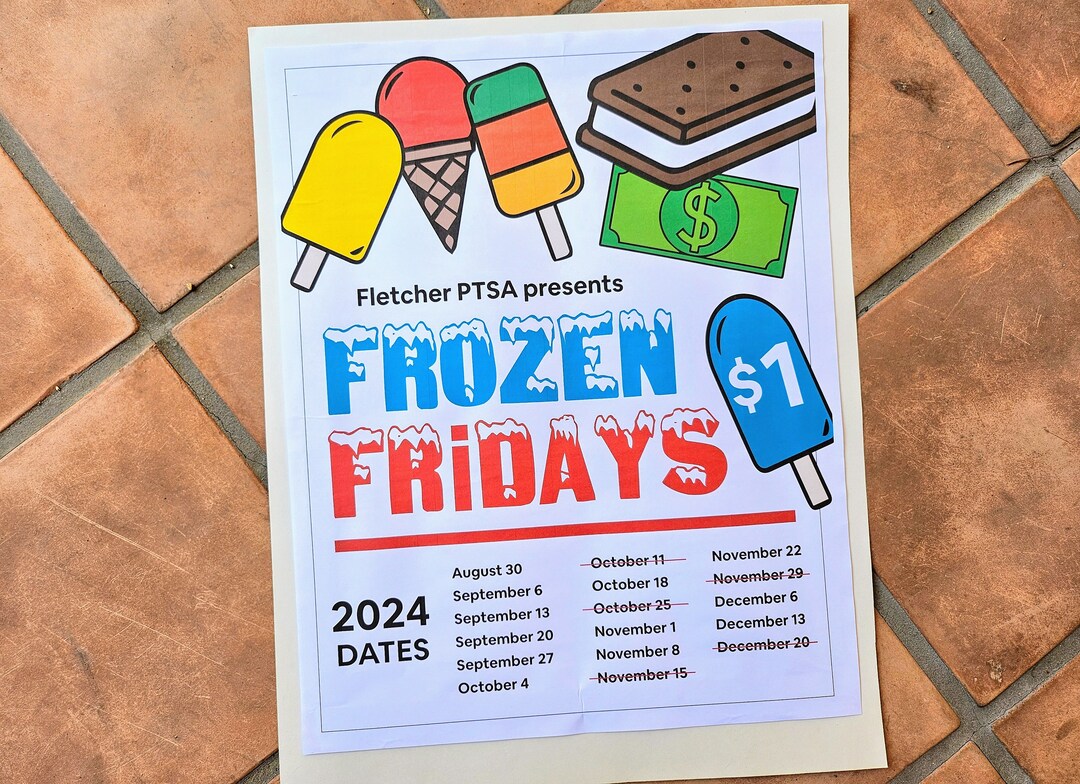 Frozen Fridays: Poster PTA, PTA Fundraising, School Spirit, Ice Cream ...