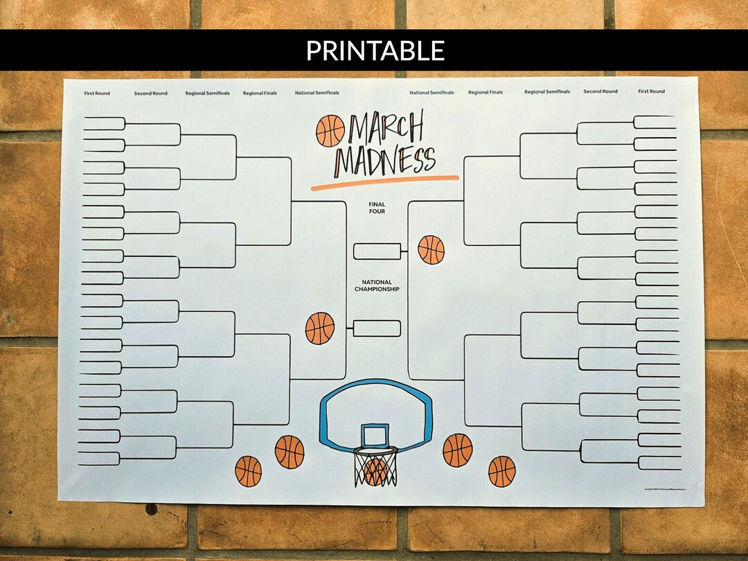 March Madness 2026 NCAA Basketball Tournament Bracket Poster Wall Decor ...