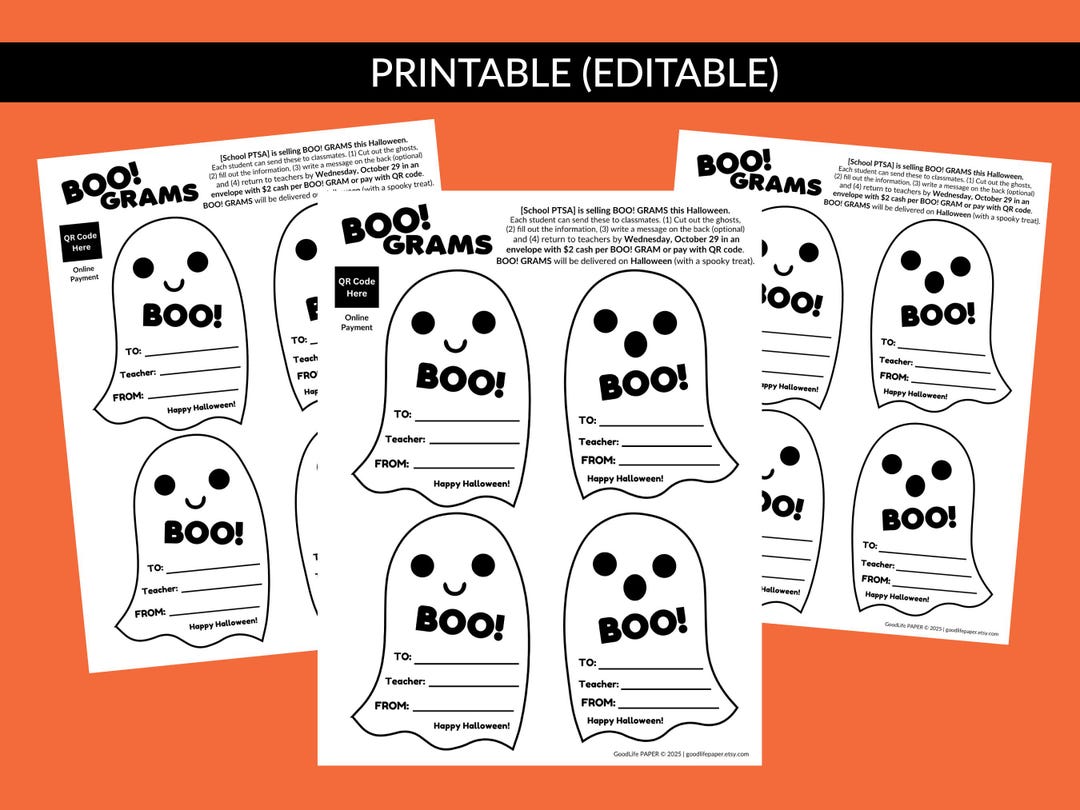 Halloween Boo Printable: School Grams Canva Template for Festive ...