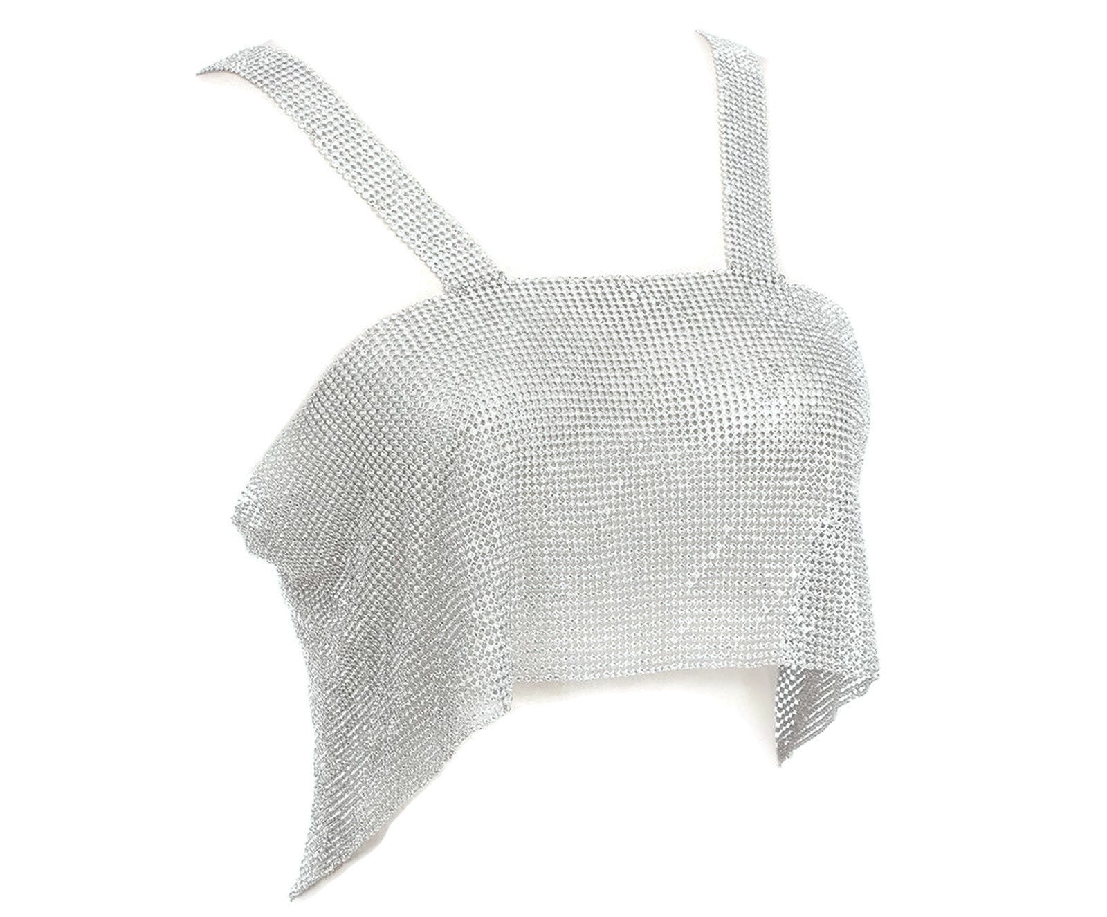 Metal Mesh Top Chainmail Crop Top Sequin Top Diamante - Etsy
