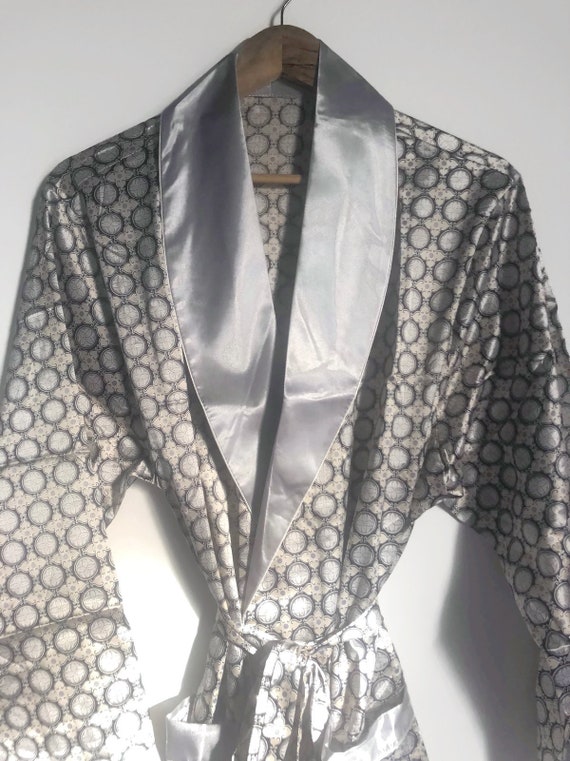 Mens Robe | Retro Smoking Jacket | Silver Unisex Dres… - Gem
