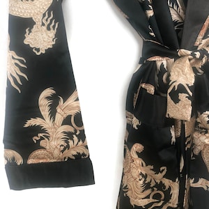 Dragon Robe | Black Mens Kimono | Silky Dressing Gown | Japanese ...