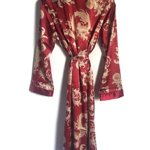 Mens Robe | Red Dragon Robe | Kimono Silky Dressing Gown | Japanese ...