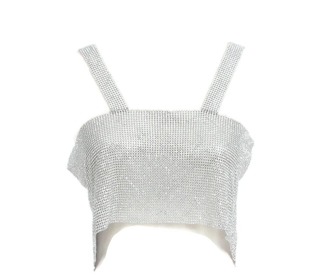 Metal Mesh Top | Chainmail Crop Top | Sequin Top | Diamante Party Top ...