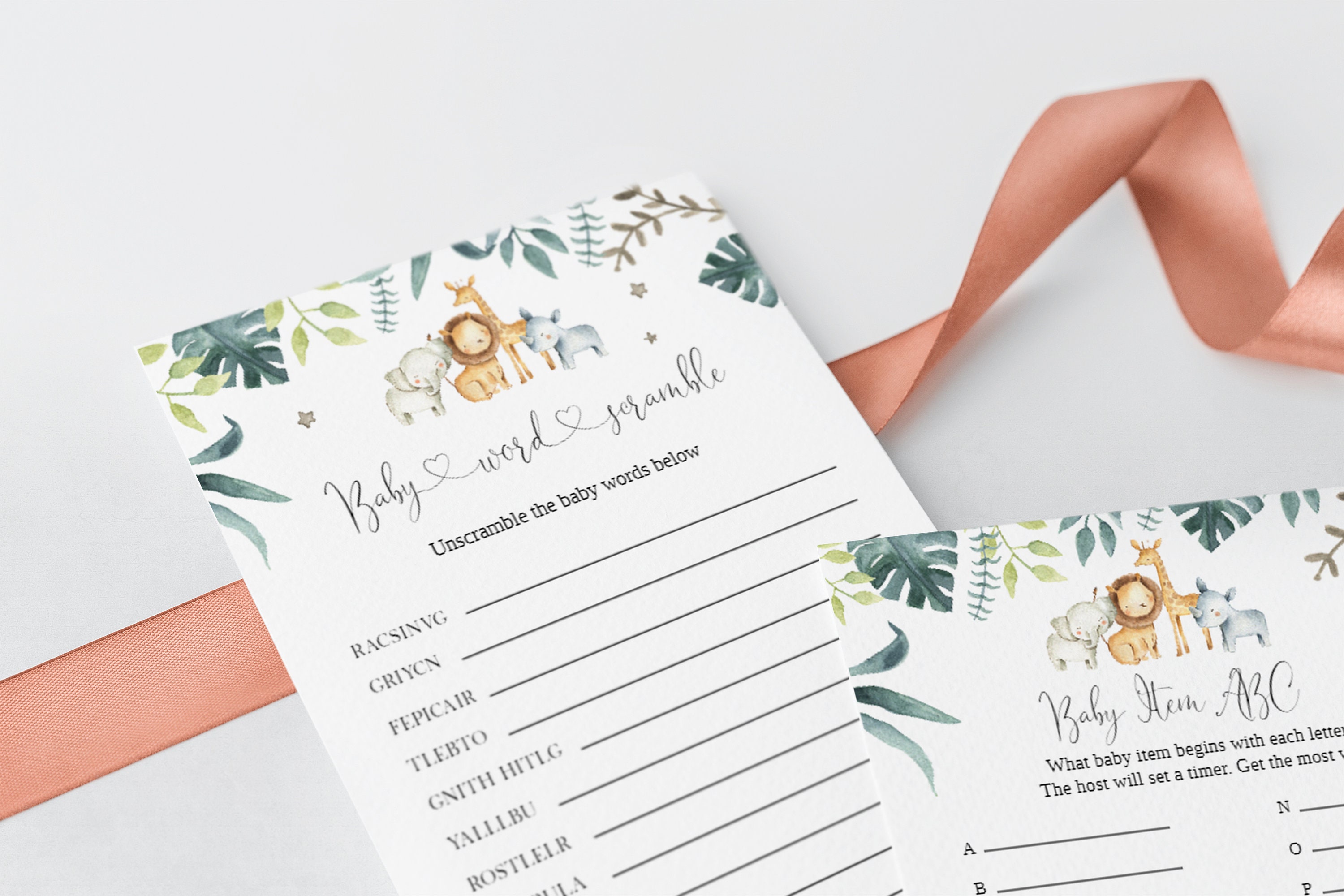 15 Editable Animals Safari Baby Shower Games, Baby Shower Games Jungle ...