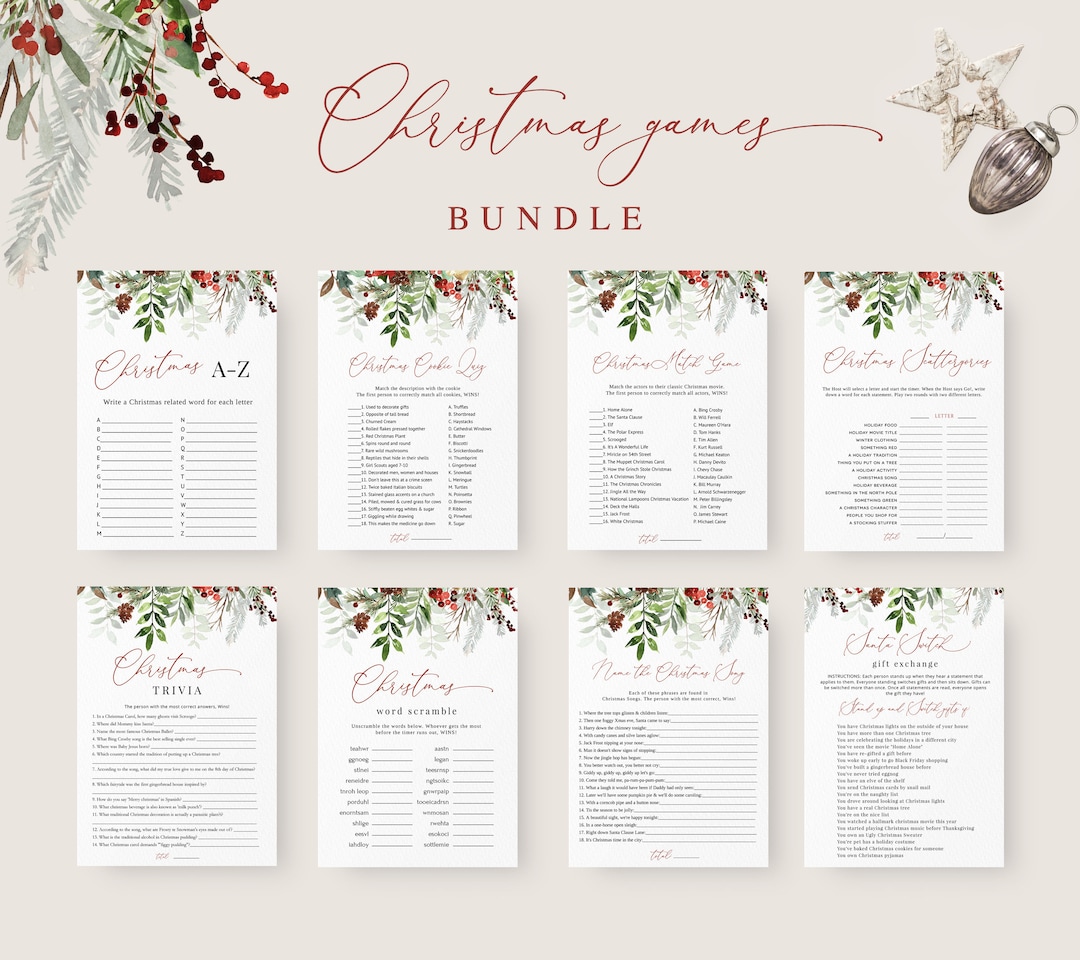 Christmas Games Bundle, Holiday Party Games Bundle, Printable Christmas ...