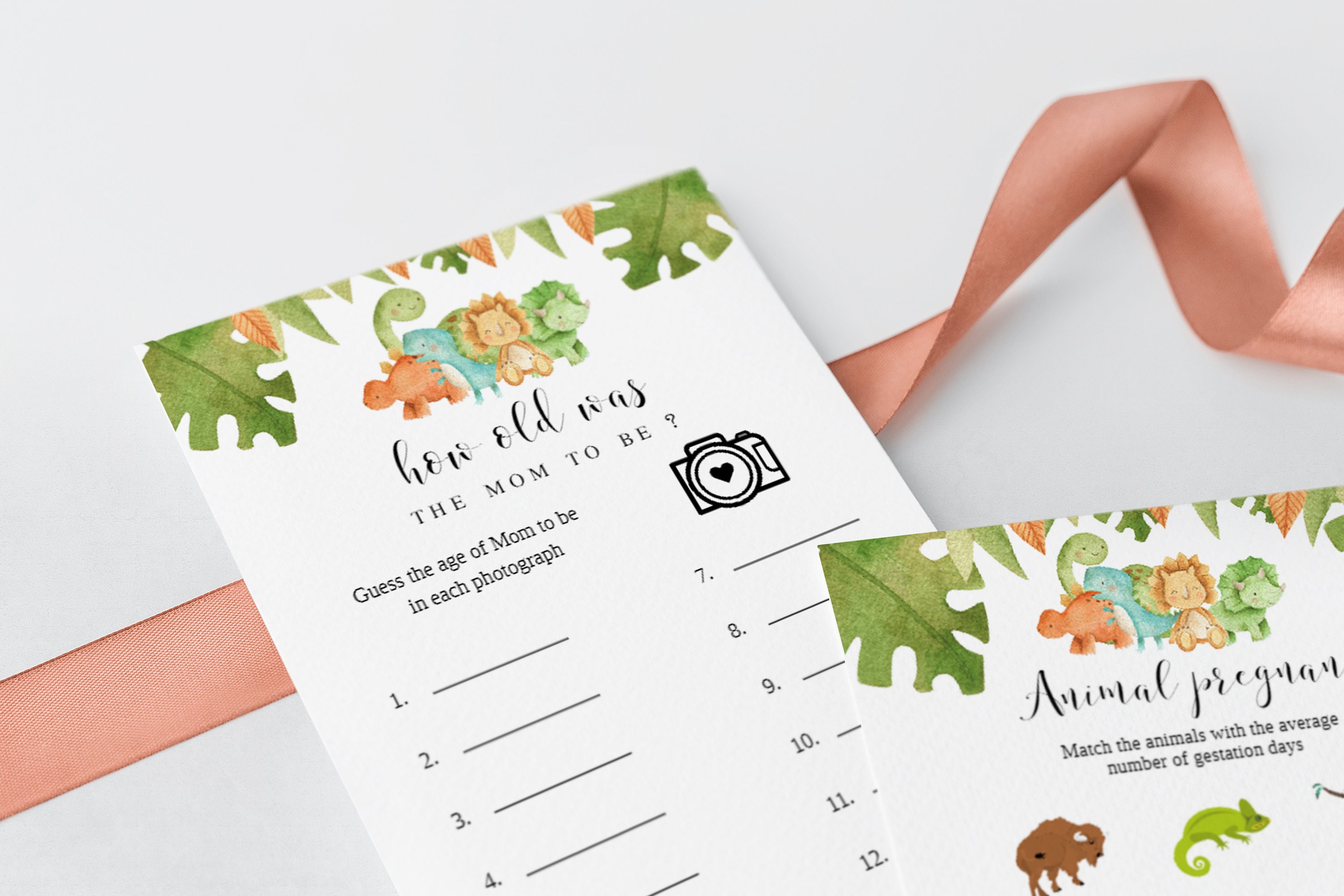 Dinosaur 15 Baby Shower Games, Editable Dino Baby Shower Games Bundle ...