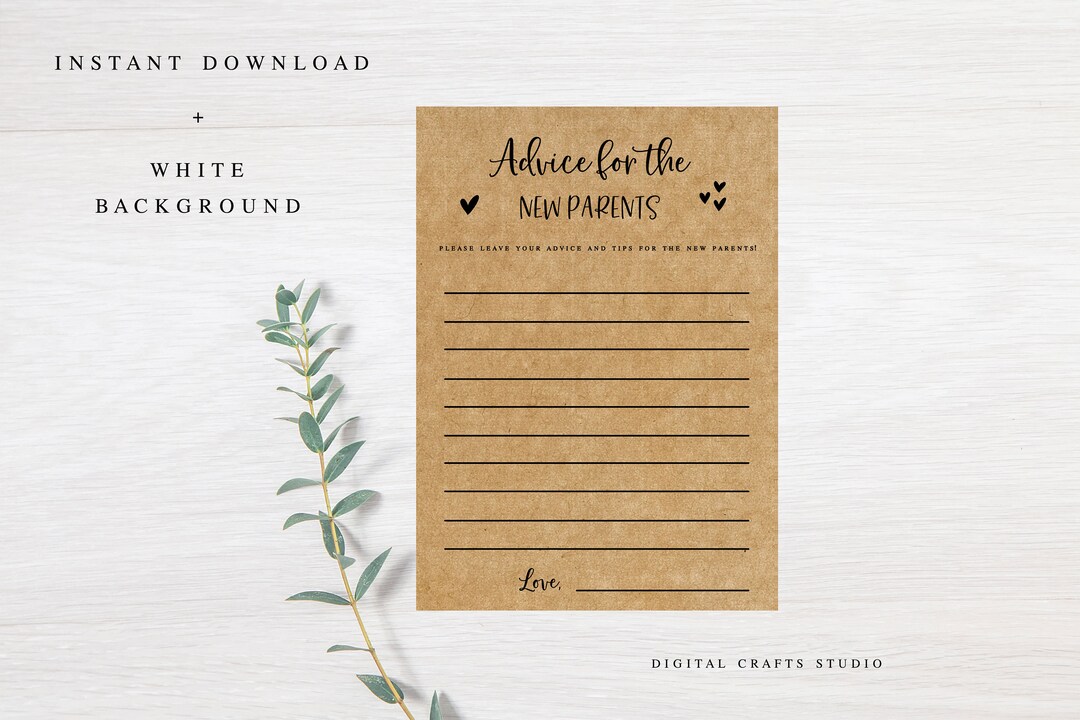 Advice for the New Parents, Baby Shower Advice Card, Printable Game ...