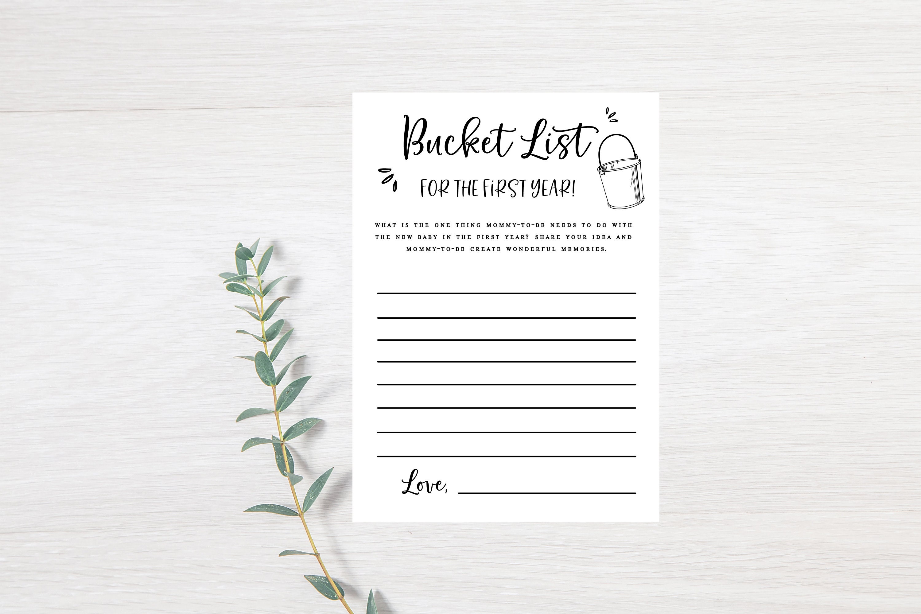 Bucket List, Baby Shower Game Printable, Advice Card, Baby Shower Games ...