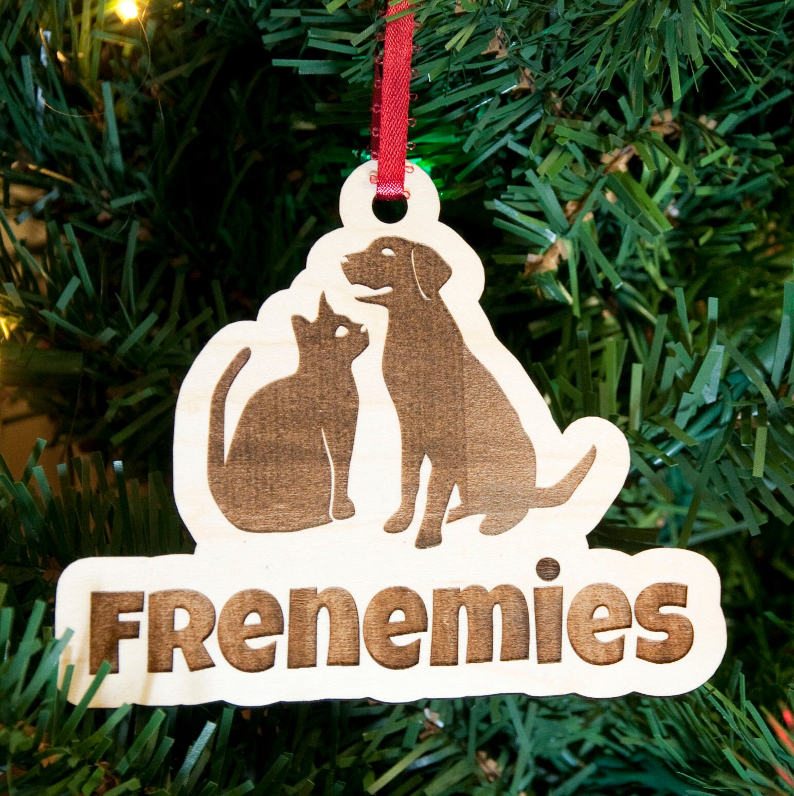 Cat Dog Frenemies Fun Ornament Acrílico o Madera Cortada con - Etsy España