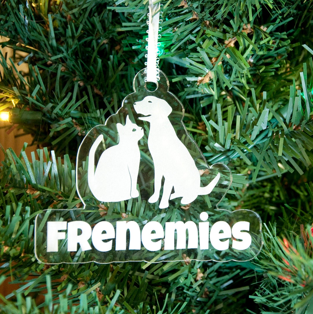 Cat Dog Frenemies Fun Ornament Acrílico o Madera Cortada con - Etsy España