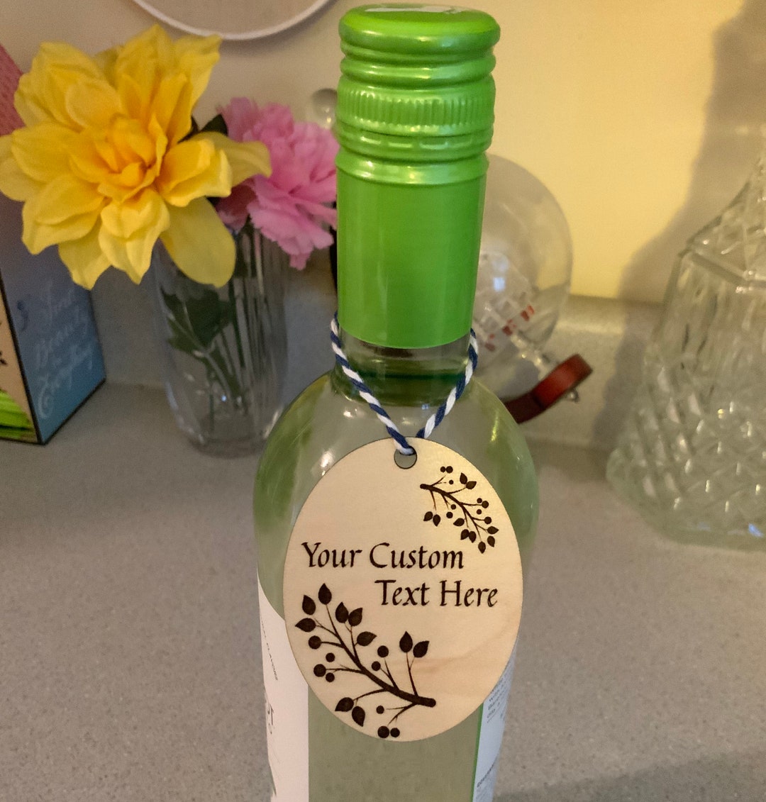 Custom Text Wine Gift Tag - Laser Cut Wood - Etsy