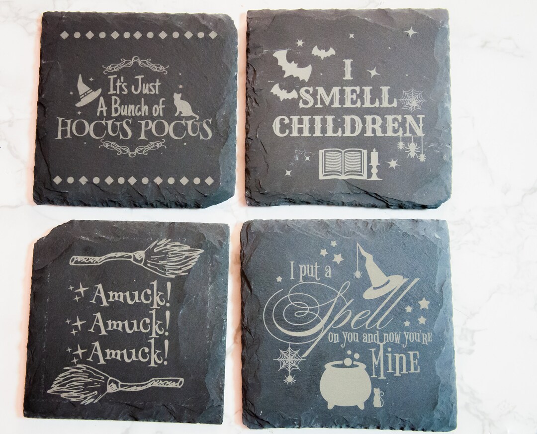HOCUS POCUS Black Slate Coaster Set - Etsy