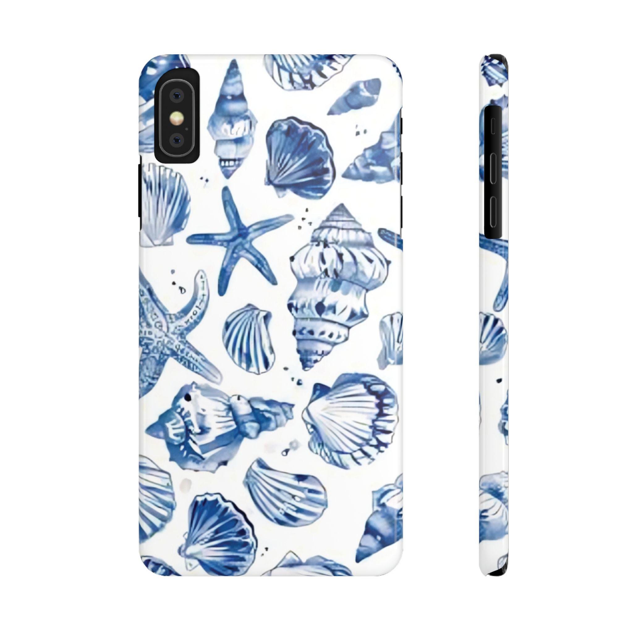 Shell Slim Phone Case - Blue Sea Shell Design, Ocean Beach Accessories ...