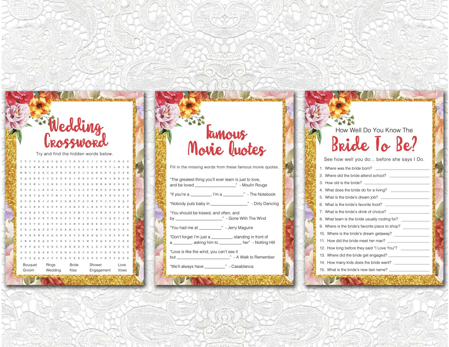 9 Printable Gold Glitter With Flowers - Etsy
