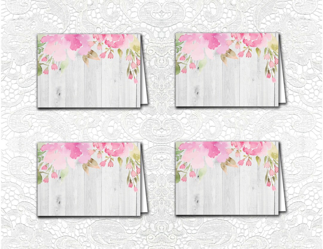 4 Tent Name Cards - Watercolor Flowers - Etsy