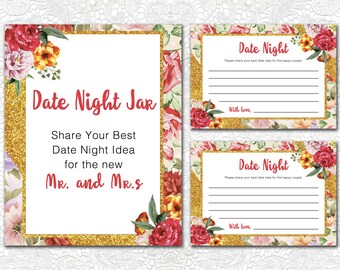 25 Date Night Jar Cards & Sign / White or Kraft - Etsy