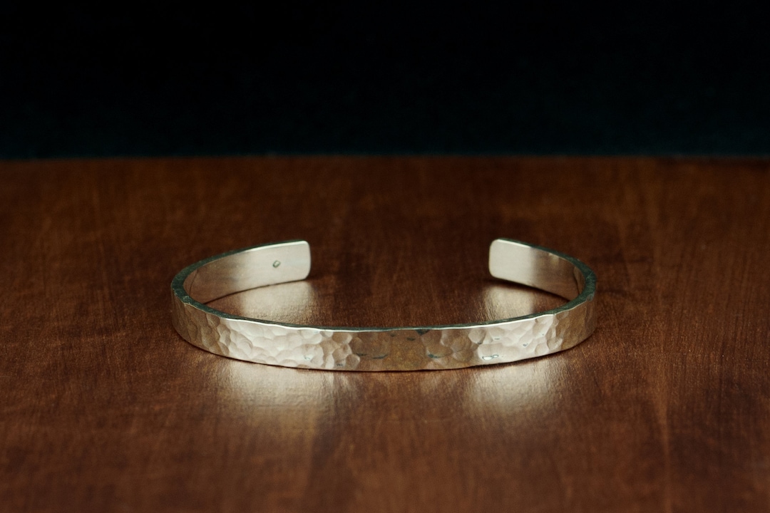 925 Silver Bangle Bracelet 6mm Hammered Finish Customizable - Etsy