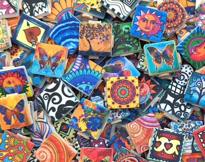 SALE 2 Pounds of Fun Bright Mixed Ceramic Mosaic Tiles Mixed Mosaic ...