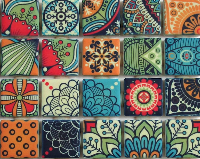 Ceramic Mosaic Tiles Bright Colors Medallions Moroccan Tile - Etsy