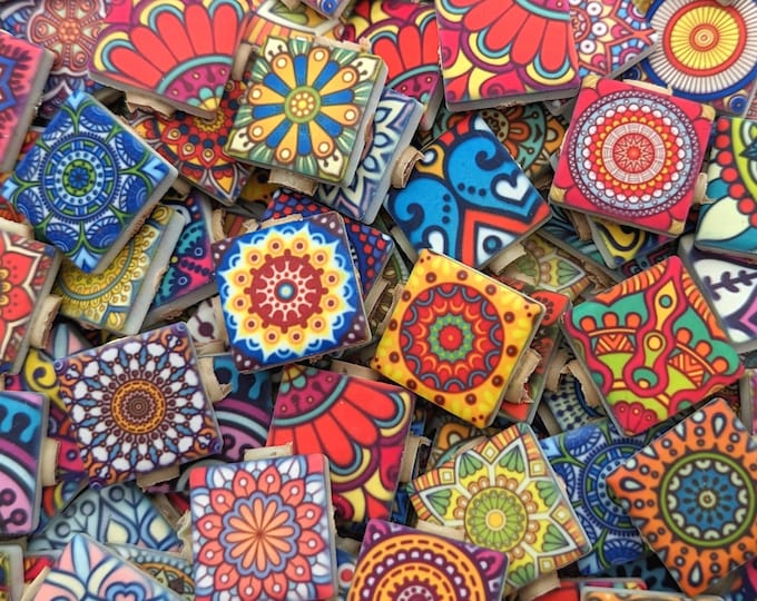 SALE 2 Pounds of Fun Bright Mixed Ceramic Mosaic Tiles Mixed Mosaic ...
