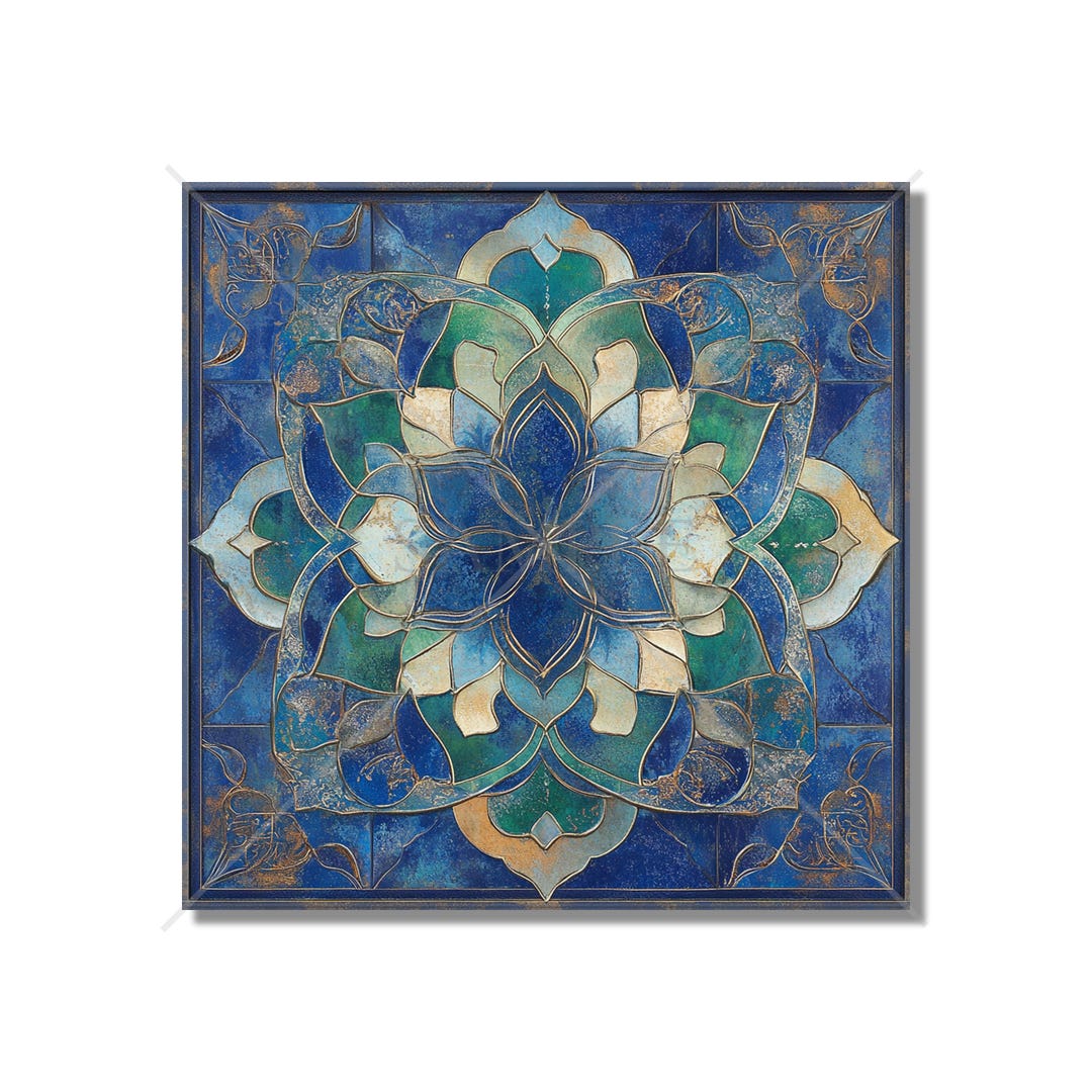 Vintage Blue Patterned Ceramic Tile - Aged Design Tile - Unique Blue ...