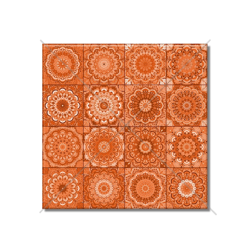 Bright Orange Ceramic Accent Tile - Orange Mosaic Moroccan Tile Design ...
