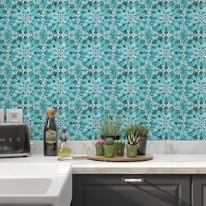 Beachy Blues Ceramic Tile - Turquoise Blue Kitchen Backsplash Tile ...