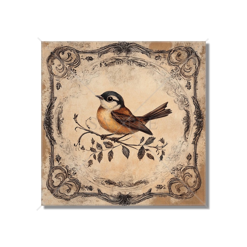 Vintage Bird Design Ceramic Tile - Ceramic Tiles With Birds - Bird ...