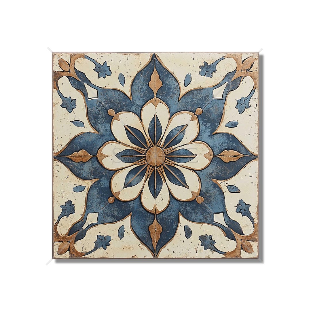Antique Blue Beige Ceramic Tile Patterned Kitchen Backsplash Tiles ...