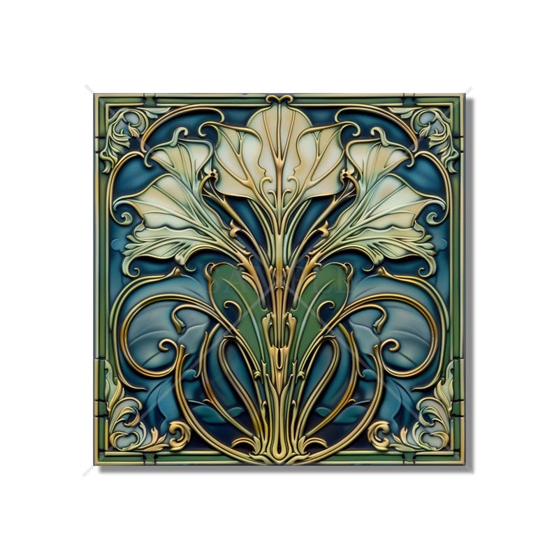 Dark Blue and Green Tiles - Etsy