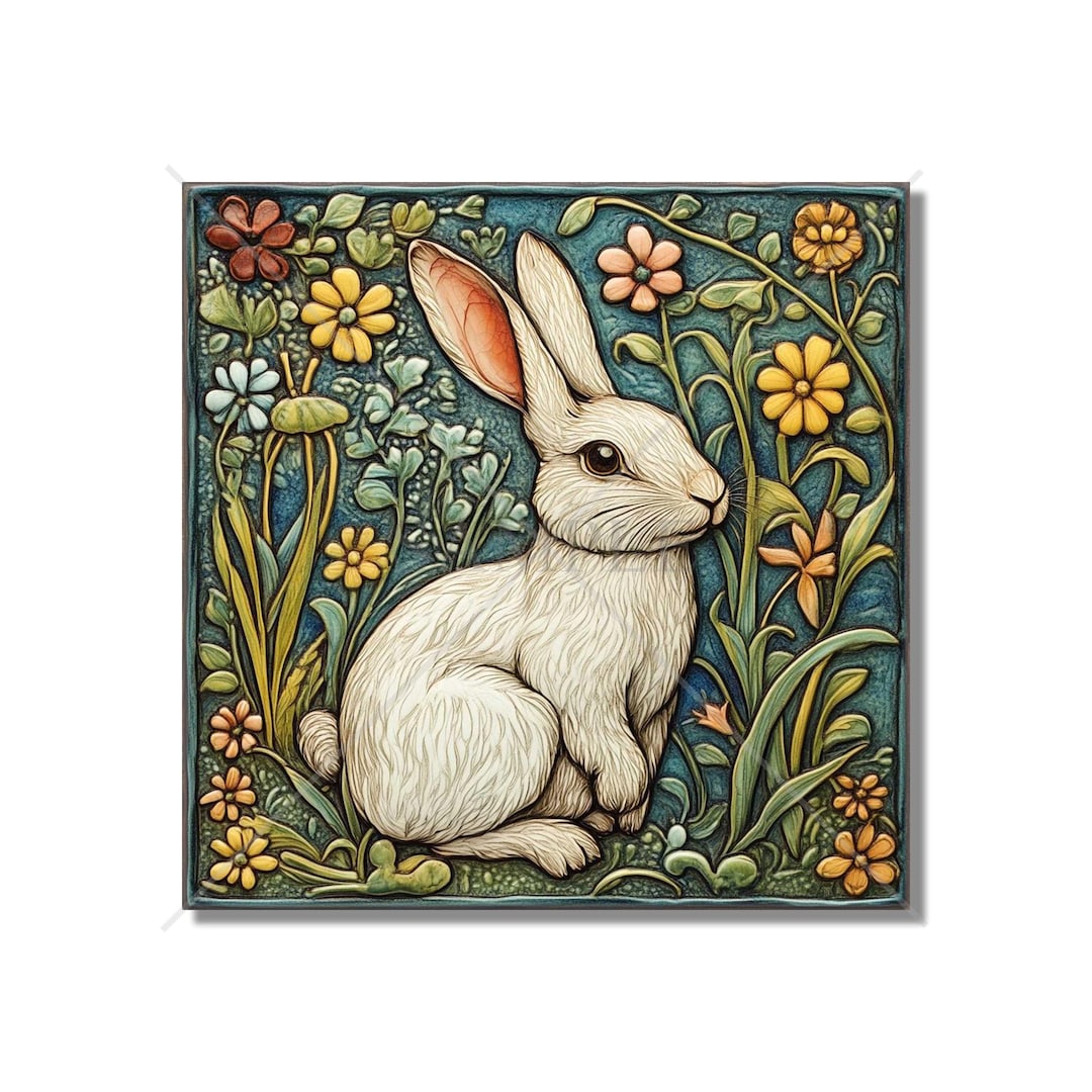 William Morris Vintage Rabbit Tile Decorative Rabbit Ceramic Tile ...