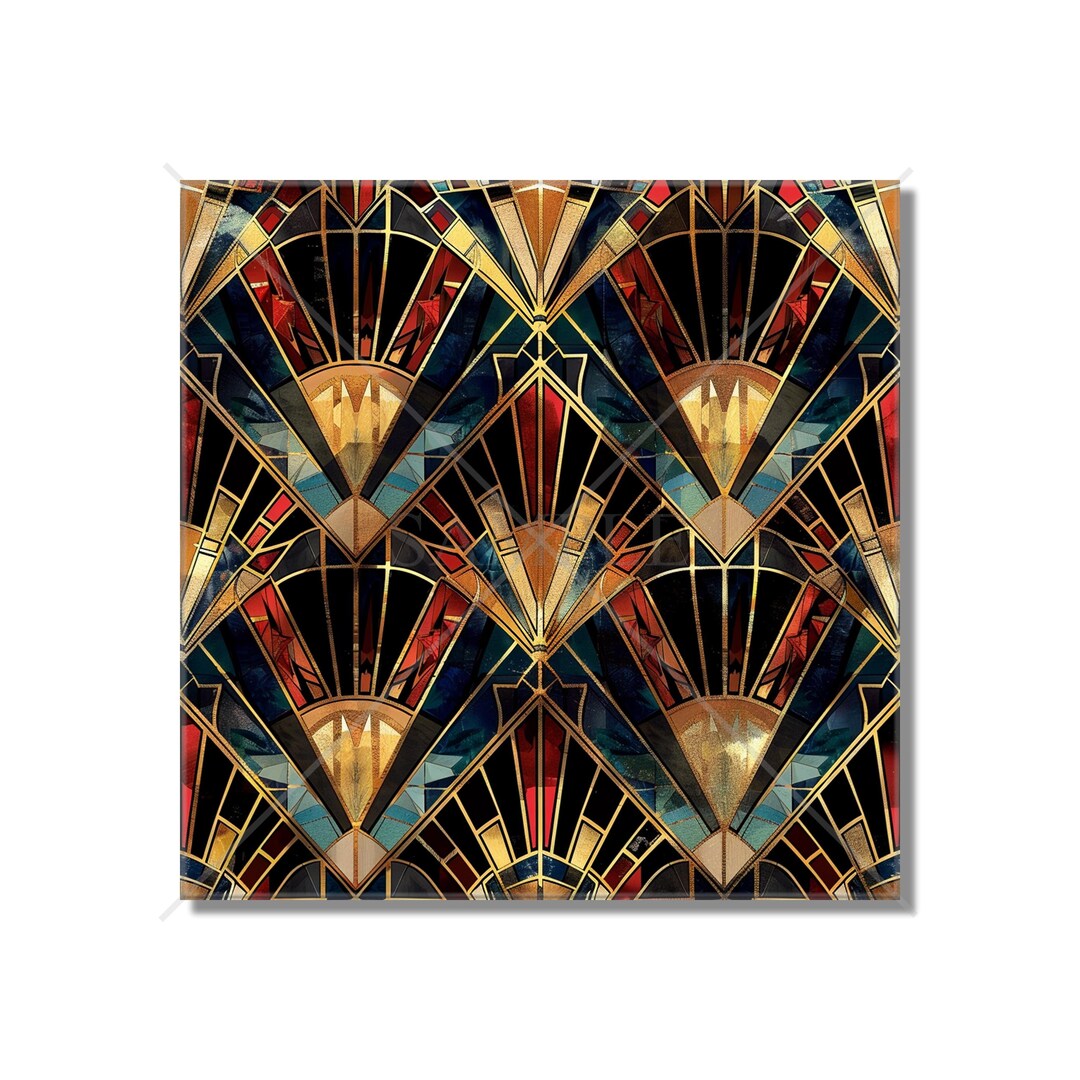 Vintage Art Deco Design Ceramic Tile Black and Gold Tones Art Deco ...