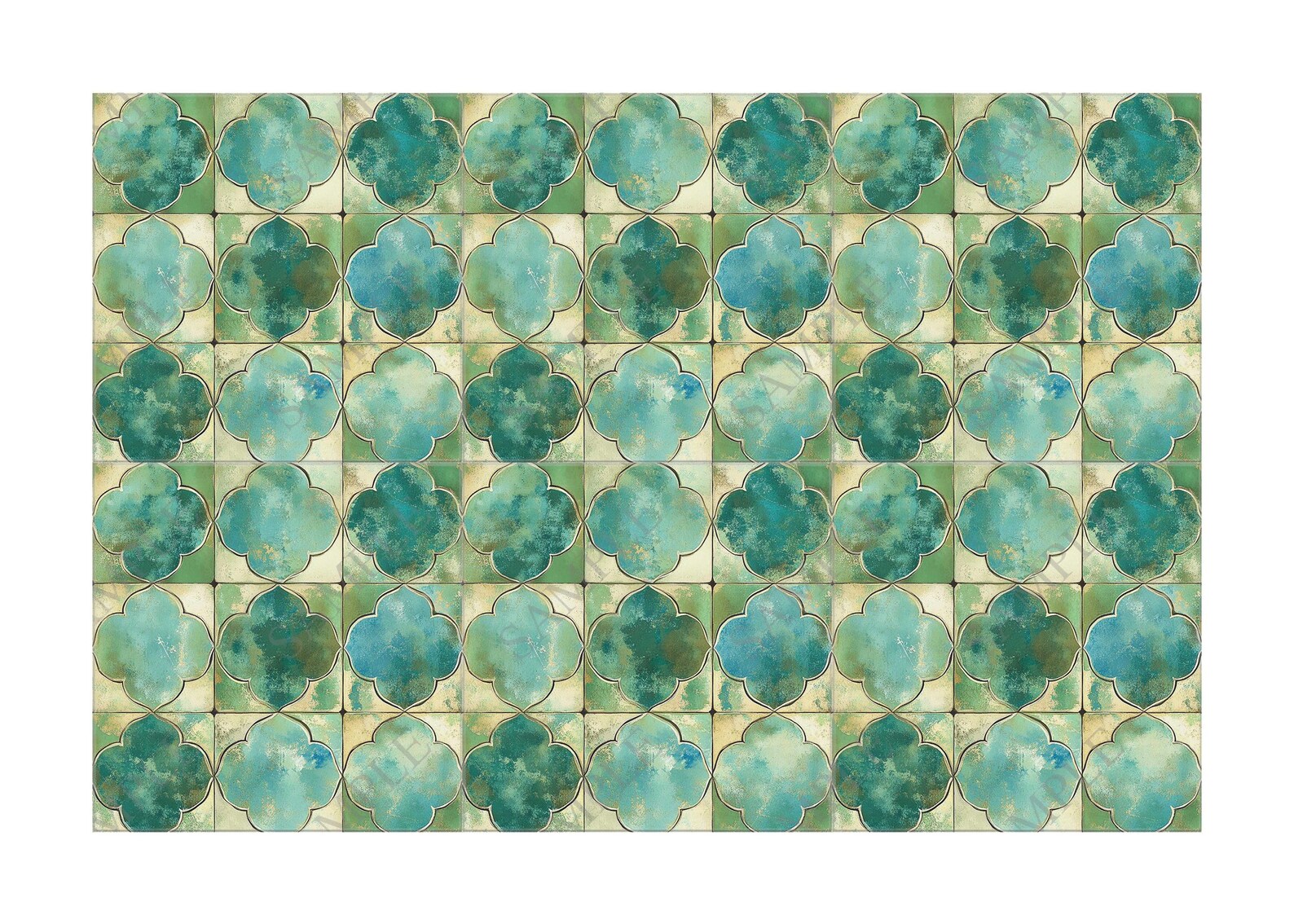 Blue Green Ceramic Tile Vintage Moroccan Tile Design Patterned Kitchen ...