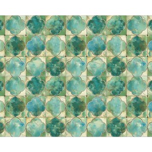 Blue Green Ceramic Tile Vintage Moroccan Tile Design Patterned Kitchen ...