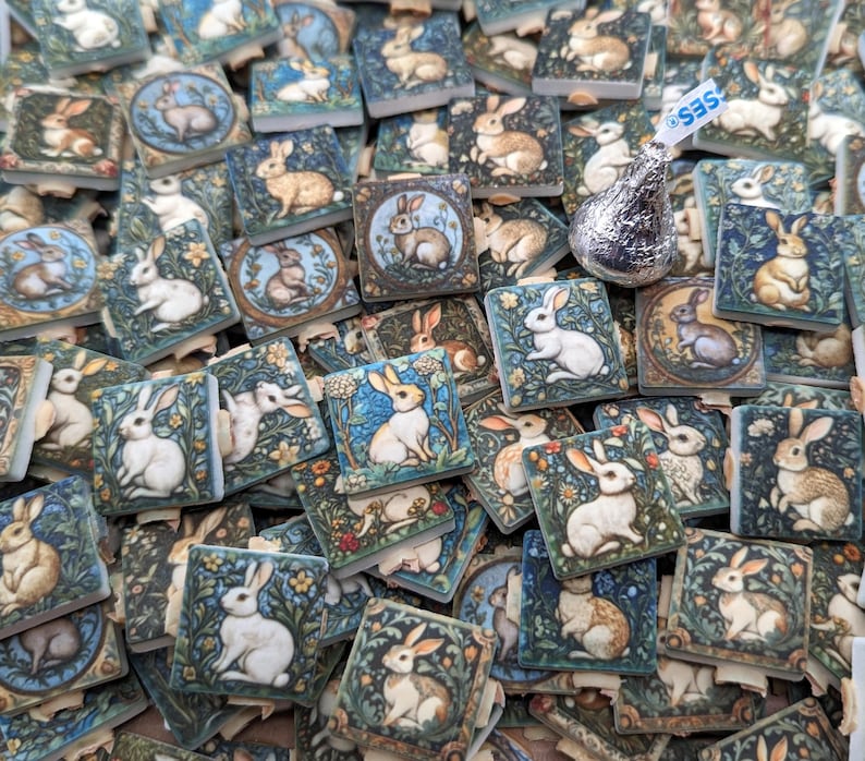 SALE 2 Pounds of Bunny Rabbit Design Mixed Ceramic Mosaic Tiles Mixed ...